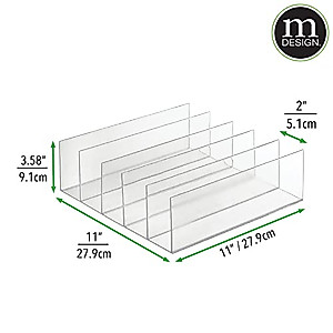 mDesign Plastic Purse Organizer for Bedroom Closet, Shelf Storage - Holds Woman's Purse, Hanging Bag, Zipper Handbag, Tote, Perfect for Space Saving - 5 Sections - Lumiere Collection - Clear