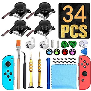 Joystick Repair Kit, 34pcs Joystick Replacement Accessories&Repair Tools, Switch Controller Repair Accessory Kit, Replacement Part Repair Kit for Joyc/on, Switch Li/te