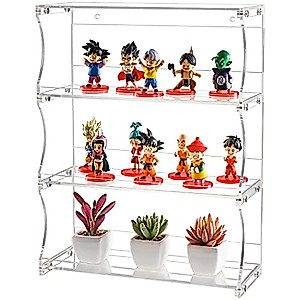 MyGift Clear Acrylic Shelves, Wall Mounted 3 Tier Floating Display Rack, Clear Hanging Shelves, Plastic Shelving