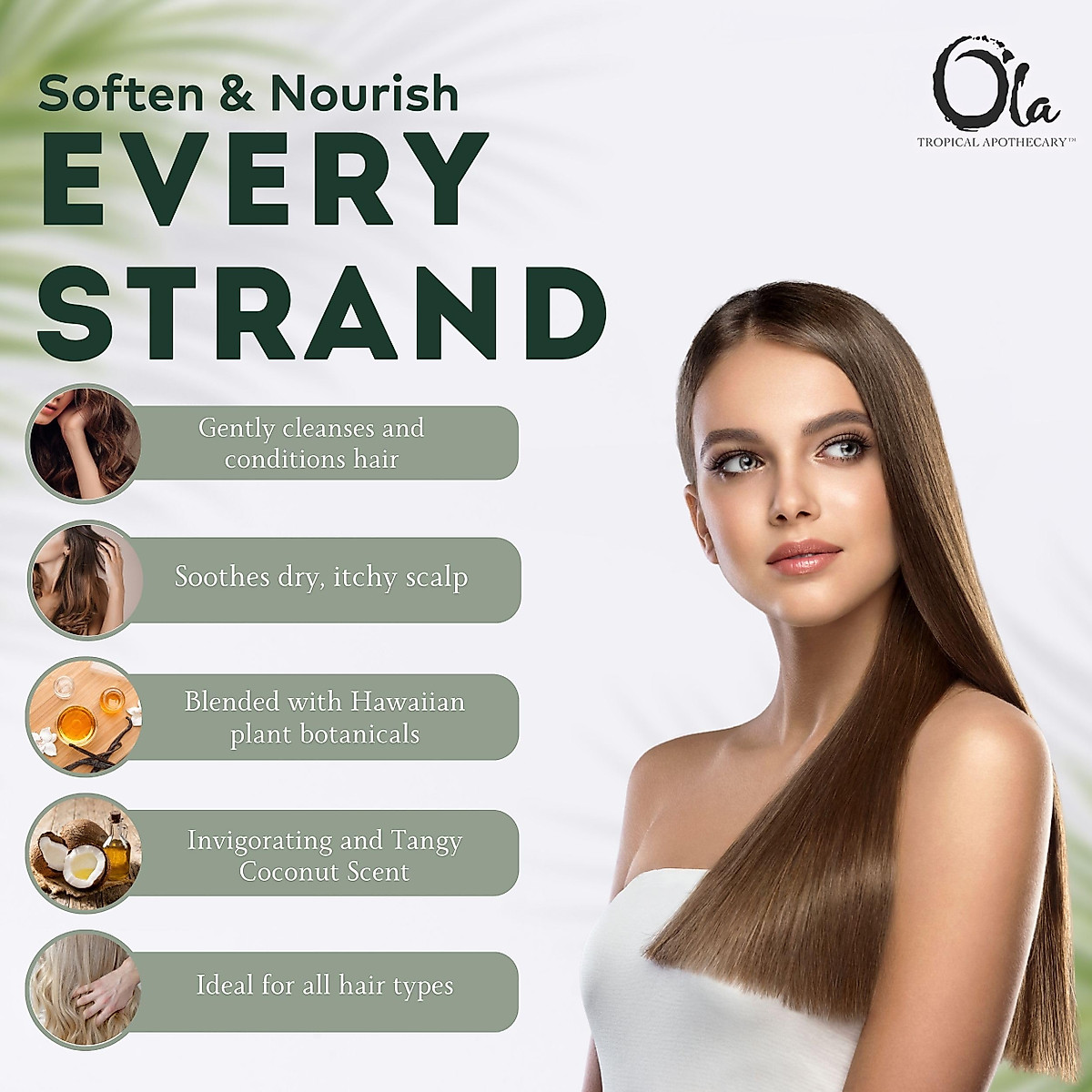 Tropical Apothecary Ola Coconut Organic Shampoo and Conditioner Hair Pair Combo - 8 Fl Oz each