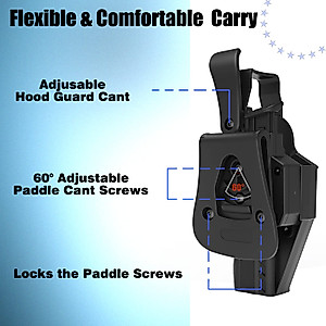 G19 Level 3 Retention Duty Holster for Gen 1 2 3 4 5 Glock 19/17/19X, Glock 23/32, Glock 45/44, Law Enforcement, Adjustable /Cant Polymer Duty Belt Gun Holster - Right Handed