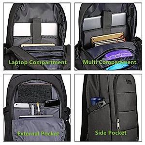 Travel Laptop Backpack,Anti Theft College School Bookbag with USB Charging Port & Headphone Interface for Women Men,Business Water Proof Computer Bag Fits Under 15.6 Inches Laptops（Black）