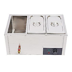 110V 850W 3 Pan Commercial Grade Food Warmer, 6inch Deep Stainless Steel Buffet Food Warmer Steam Table with Temperature Control for Catering and Restaurants