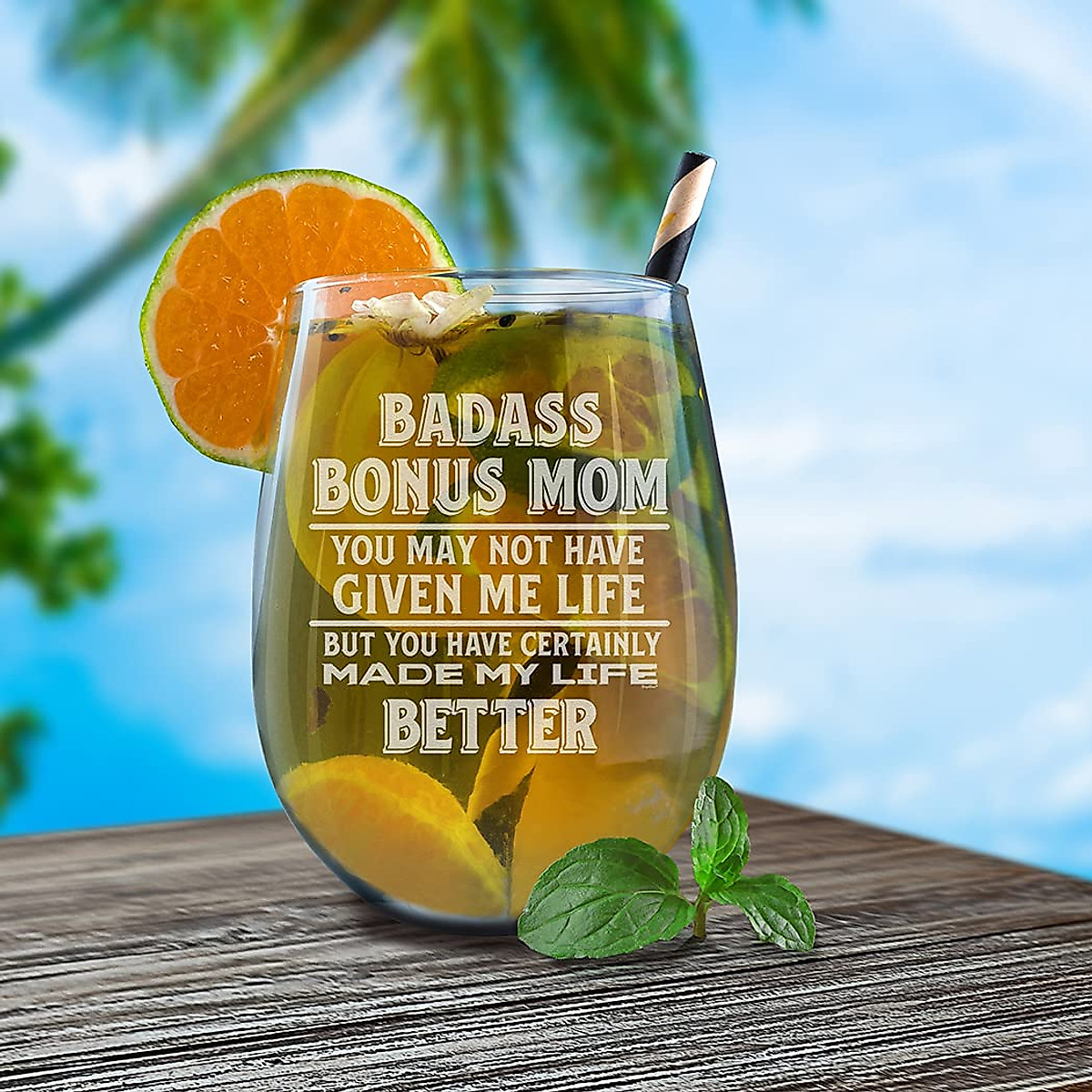 shop4ever Stepmom You May Not Have Given Me Life But You Certainly Made My Life Better Engraved Stemless Wine Glass Mother's Day Gift 15 oz.