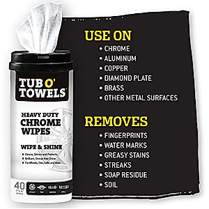 Tub O’ Towels Heavy Duty Chrome Wipes – Clean, Shine & Protect, 40 Count Wipes, TW40-CHR