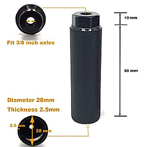 4 PCS Bike Foot Pegs, 4 inch Length Aluminum Alloy Cylinder Anti-Skid Fit 3/8 inch Axles (BLACK)