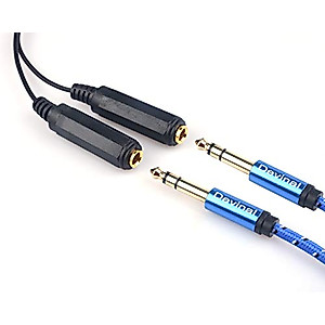 Devinal 6.35 mm (1/4") Stereo Plug Male to Dual 6.35 mm (1/4") Female Cable, Gold Plated Audio Cable Stereo Cord, Y Splitter Adapter, 6 Inch (20cm)