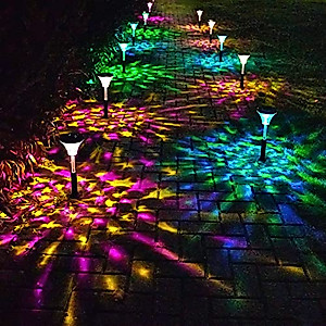 AGPTEK Solar Pathway Lights 6 Pack, Bright Christmas Decorative Dynamic Color Changing & Warm White Solar Lights Outdoor, Solar Landscape Path Lights for Garden, Yard, Driveway, Walkway, Fence, Lawn