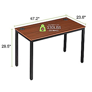 EE EUREKA ERGONOMIC 47 Inch Teak Brown Home Office PC Computer Desk, Simple Modern Work Study Writing Gaming Table for Small & Medium Spaces Desktop with Black Metal Legs, Sturdy & Easy Assembly