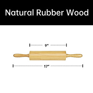KITEISCAT Wooden Rolling Pin for Baking - Non-Stick Dough Roller with Handles- 17 Inches Long Baking Rolling Pin for Pizza, Fondant, Crust, Cookie & More- Classic Pastry Rolling Pin