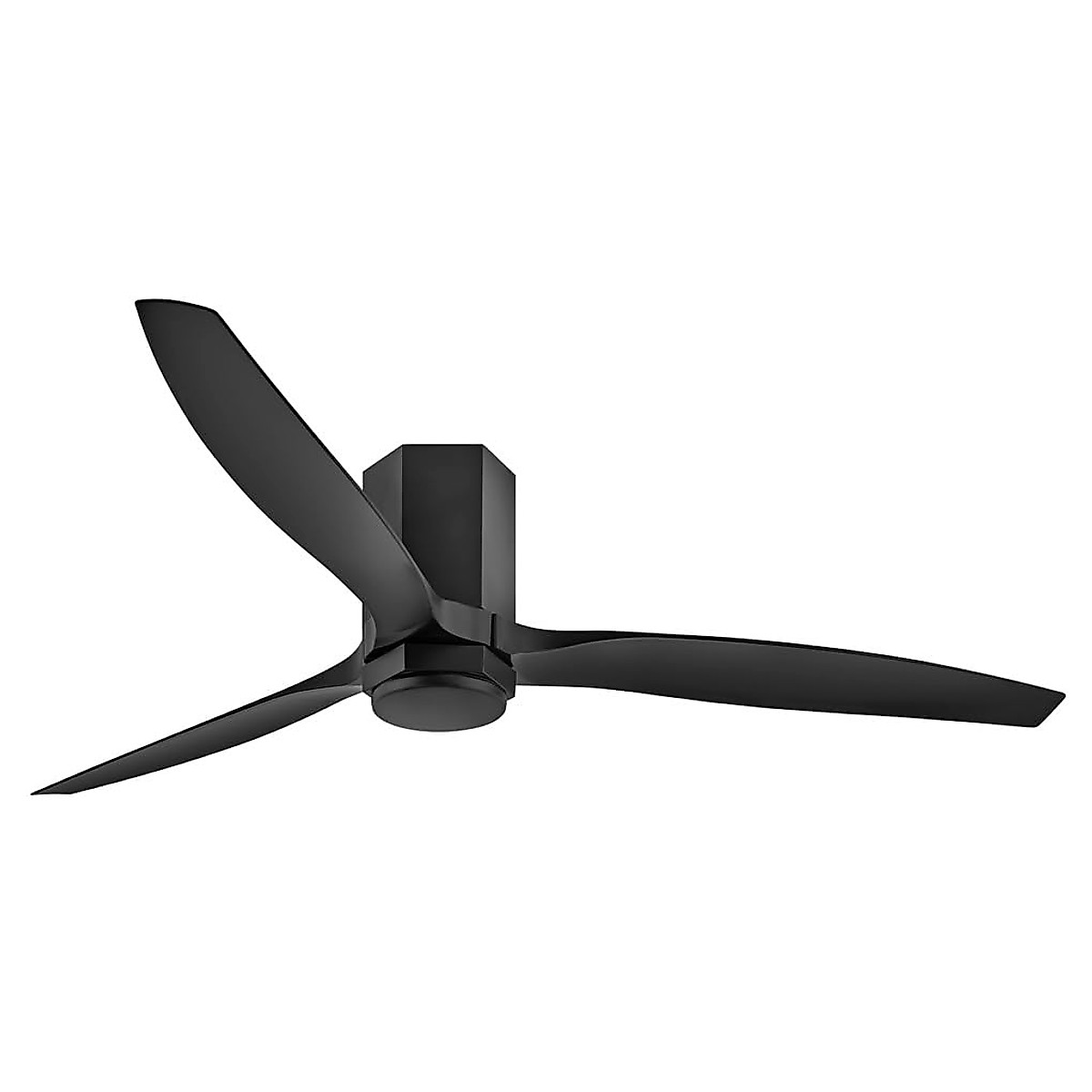 Hinkley Facet 60" Indoor/Outdoor LED Smart Flush Mount Ceiling Fan with Remote - Compact Hexagon-Shaped, Decorative, Modern Propeller, Matte Black