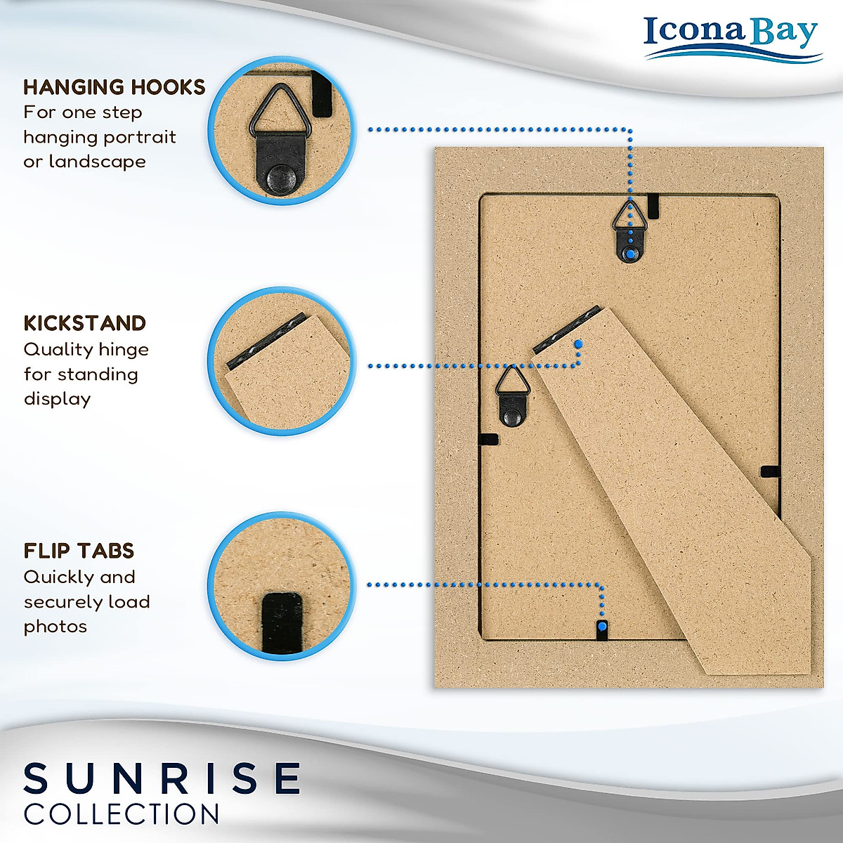 Icona Bay - 4x6 Black Picture Frame - Painted Solid One-Piece Wood Composite, Modern Farmhouse - Sunrise Collection