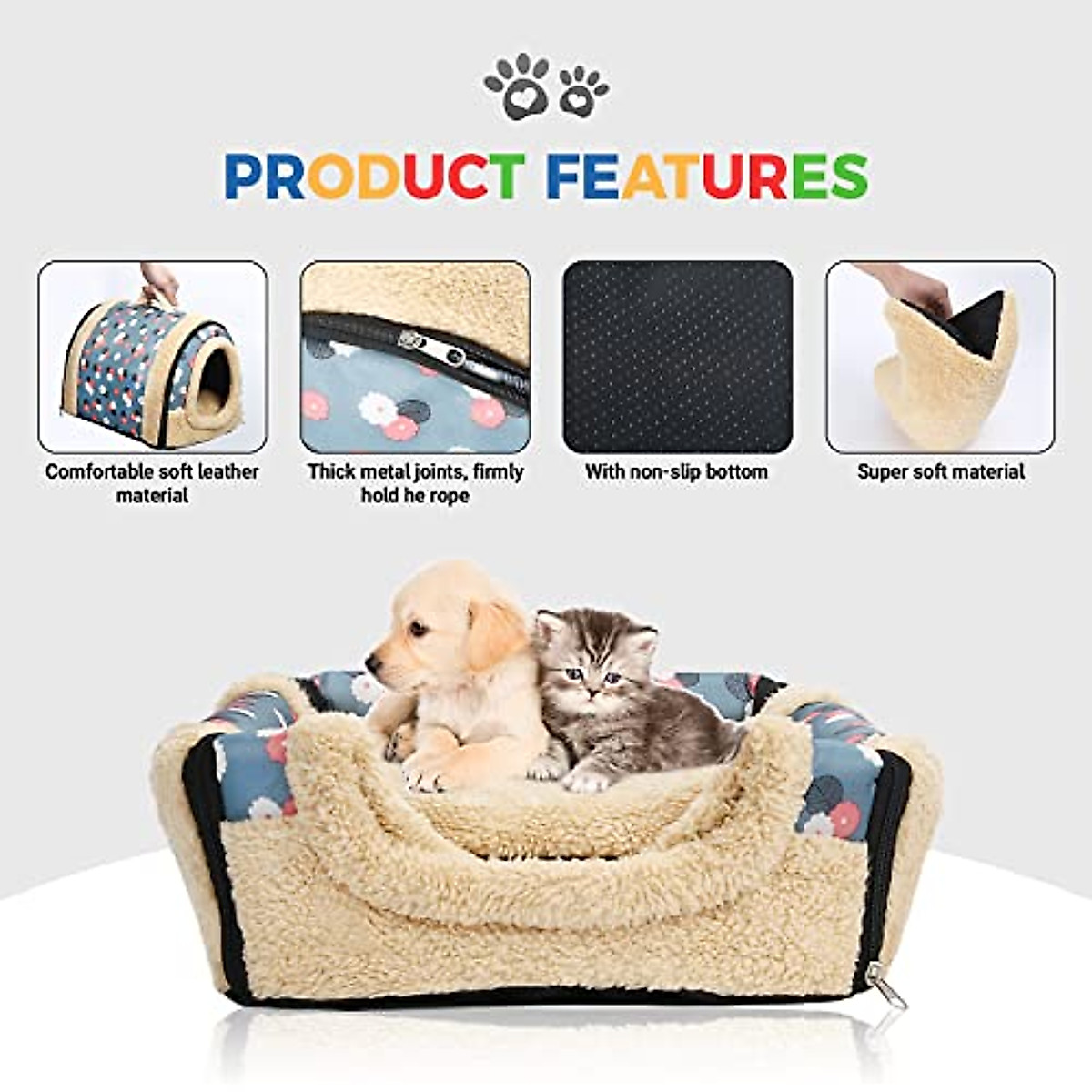 SOFYIALI Guinea Pig Hideout, Hamster Hideout, 2 in 1 Transformable Small Animal Bed Four Seasons General, Suit for Hamster Chinchilla Hedgehog Guinea Pig Rabbit Hideout Bed