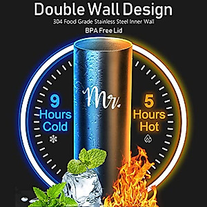 Wedding Gifts,Couples Gifts Engagement Gifts For Couples Unique,Bridal Shower Gift for Bride and Groom,Newlywed Mr and Mrs Stainless Steel Tumbler Gift,Anniversary Funny Aprons Gifts for Husband Wife