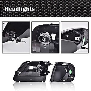 CNNELL Headlights Assembly Compatible with 1997 1998 1999 2000 2001 2002 Ford Expedition/2004 F150 Heritage/1998-2003 F150 Truck/1997 F150 Truck(C Clear lens Chrome Housing Amber Reflector)