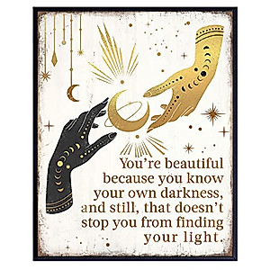 Boho Witchcraft Wall Art - Gothic Witchy Room Decor - Inspirational Positive Quotes for Women - Encouraging Gifts - Shabby chic Celestial Wicca Wiccan Witch Motivational poster - Pagan Supplies