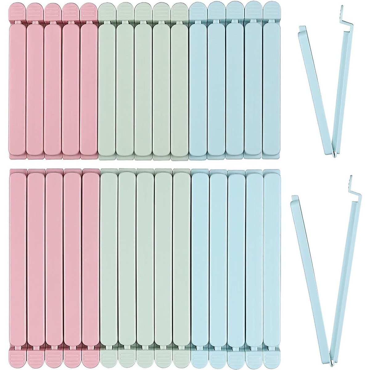 30 Packs Bag Sealing Clips, Snack Bag Plastic Sealing Clip, Resealable & Washable Chip Clips(6.3 in, 4.7 in)