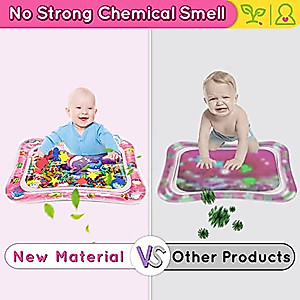 Infinno Tummy Time Water Mat for Babies, Baby Toys for 3 6 9 Months Girls and Boys Sensory Development, Pink Dolphin Style and Yellow Octopus Style