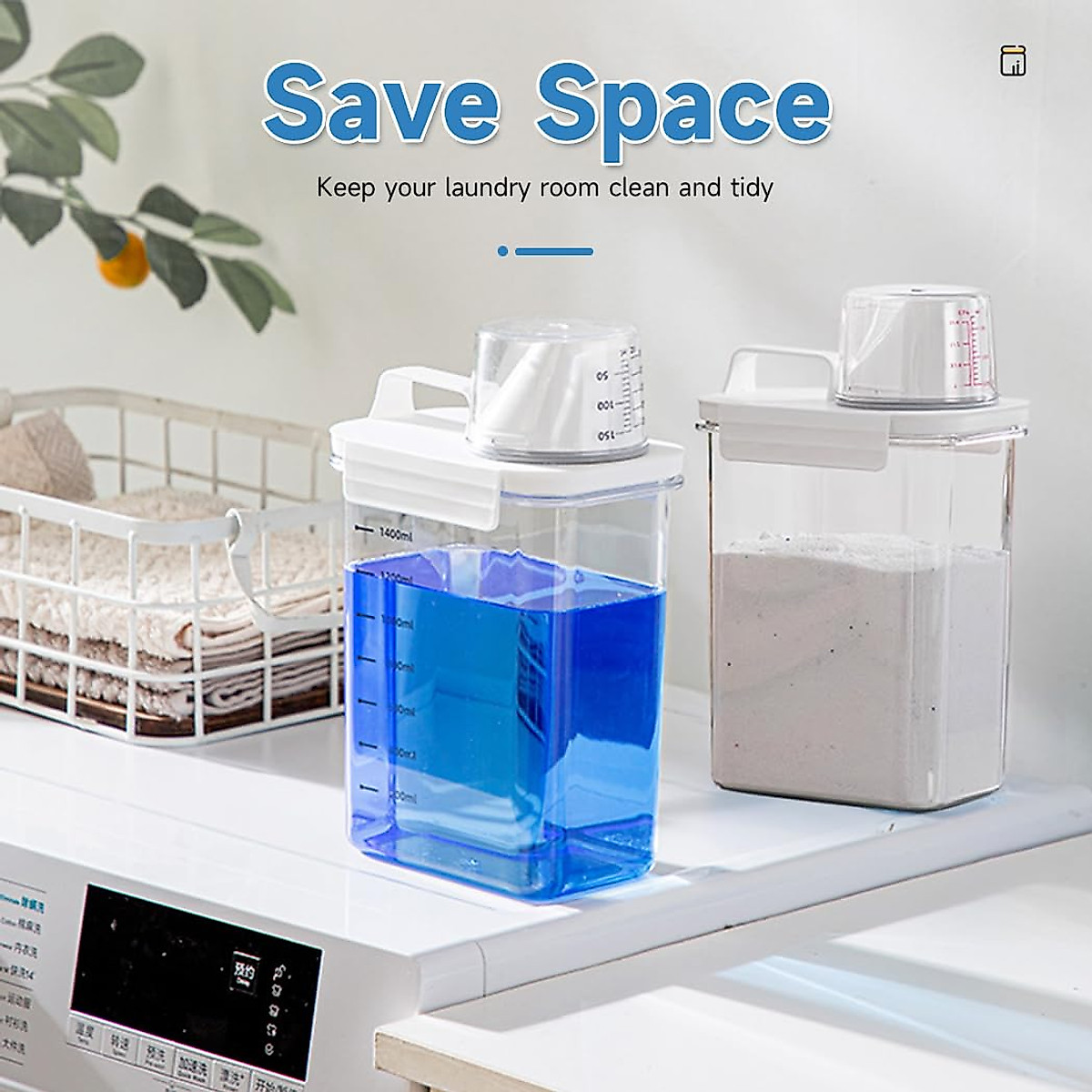 Tokokimo Laundry Detergent Dispenser, Laundry Powder Container, Laundry Scent Booster Beads Dispenser for Laundry Room Organization and Storage, Suitable for Powder, Laundry Detergent