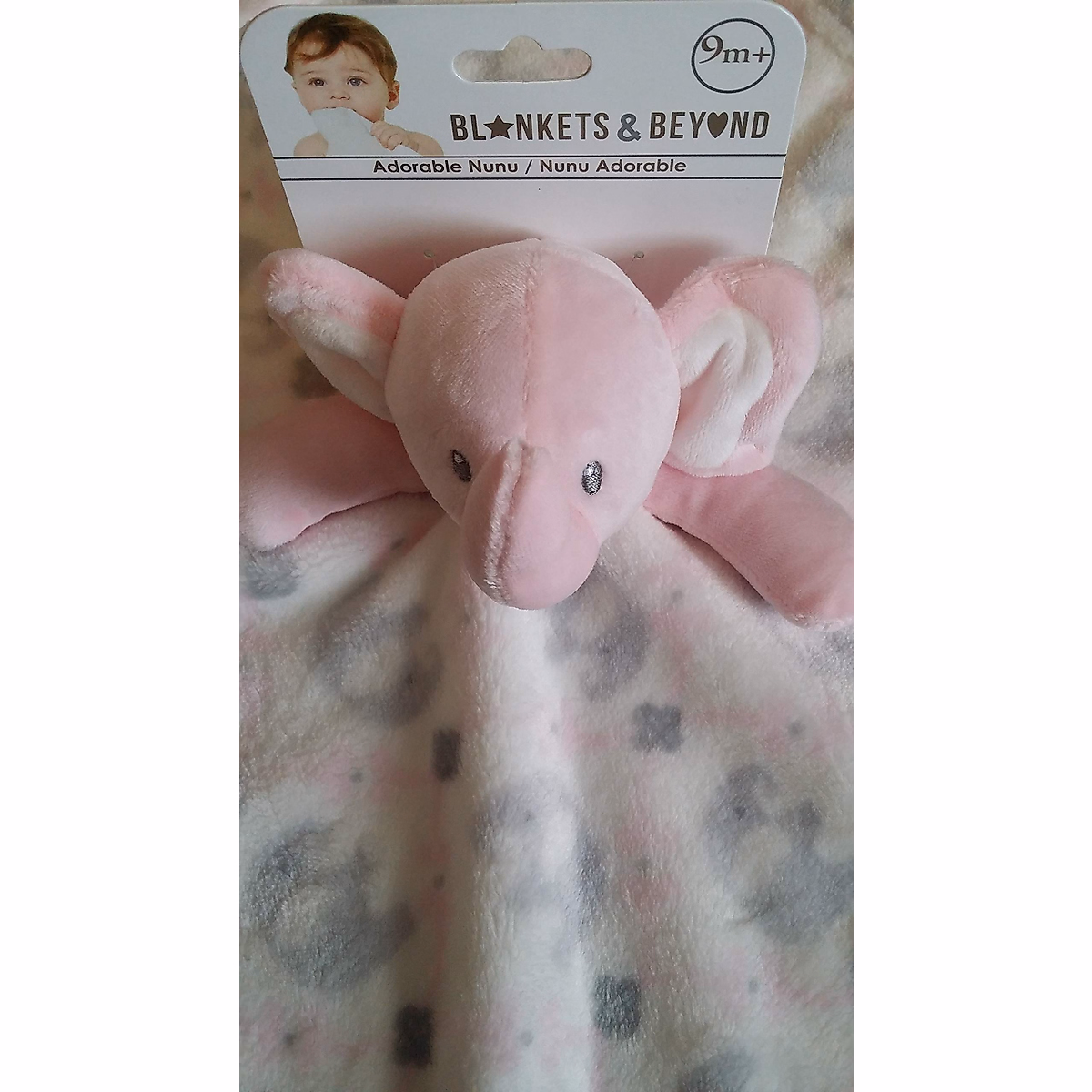 Blankets and Beyond Blue White Grey Elephant Nunu Security Blanket