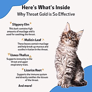 Pet Wellbeing Throat Gold for Cats - Natural Cough and Throat Soother for Treating Cat Asthma Symptoms - 2oz (59ml).