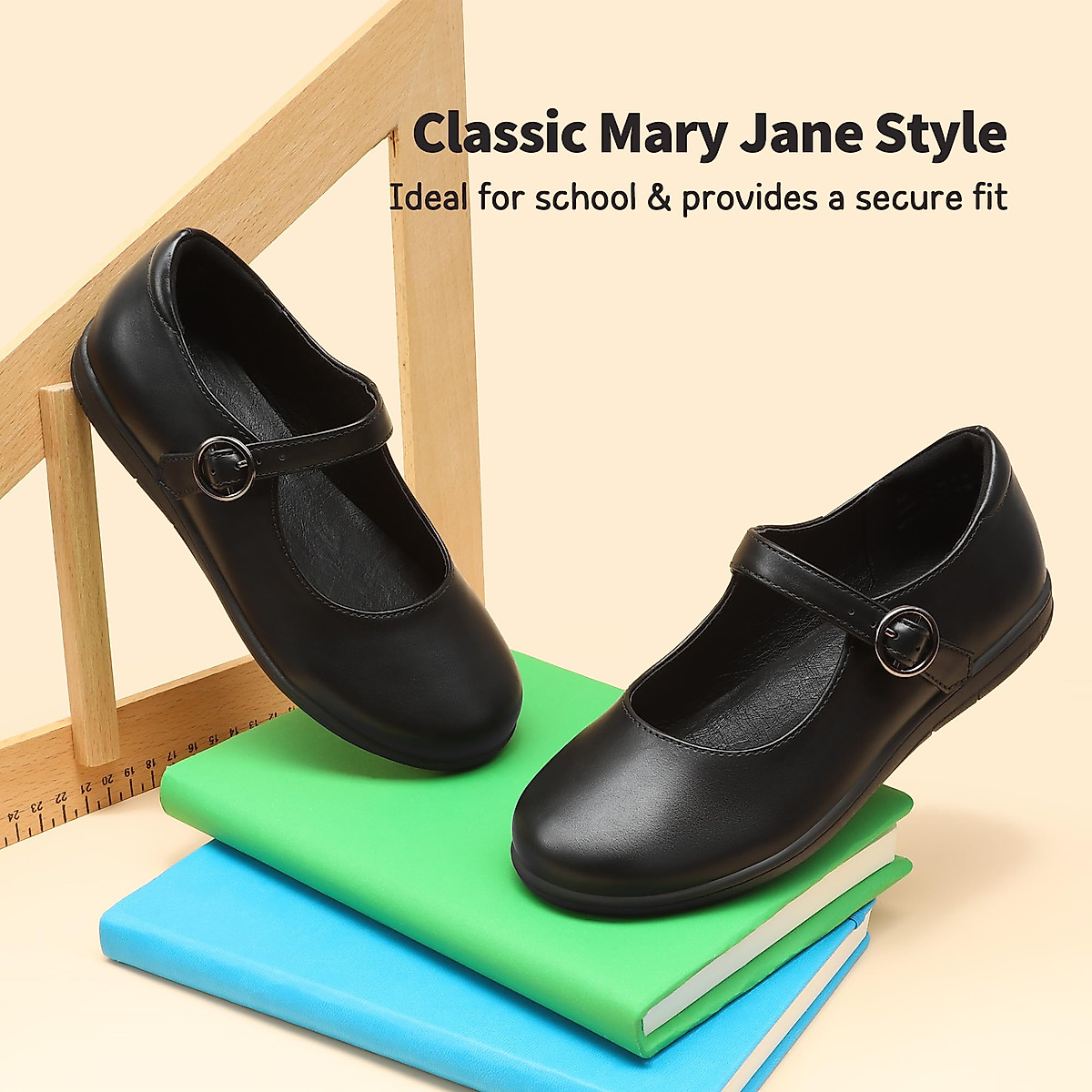 DREAM PAIRS Girls Mary Jane Flats School Uniform Dress Shoes,Size 2 Little Kid,Black,KFL217