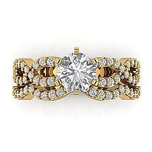 Clara Pucci 1.55ct Round Cut Halo Solitaire Created White Sapphire Engagement Promise Bridal Ring Band set 14k Yellow Gold 3.5