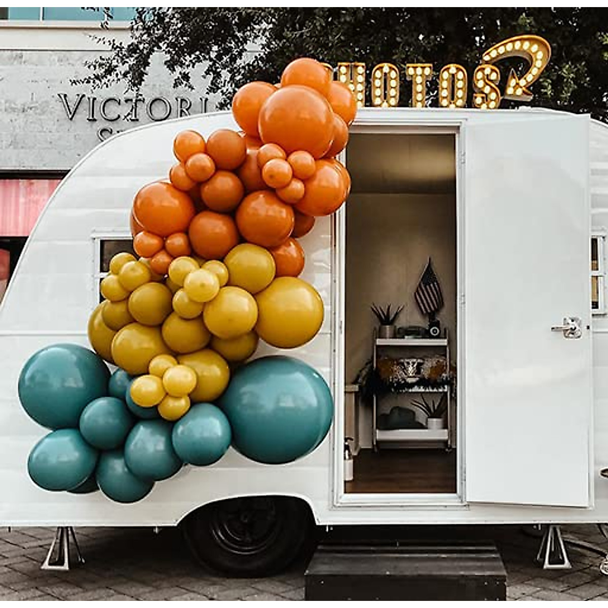 Beaumode Boho Fall Balloon Garland Arch Kit Slate Blue Orange Balloons for Baby Shower Bridal Shower Birthday Wedding Thanksgiving Party Decorations (Dusty Blue Orange Mustard)