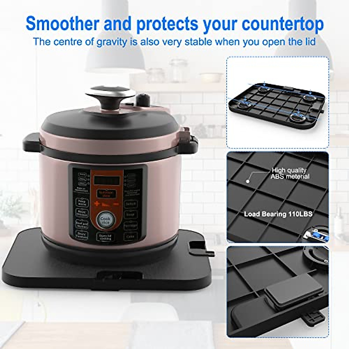 Vidafelic Two-Way Appliance Rolling Tray,8 Wheels Load 110LBS Extra Wide Sliding Tray Accessories for Heavy Duty Stand Mixer Air Fryer Coffee Maker and Blender,16.9"Wide by 12.8"Deep