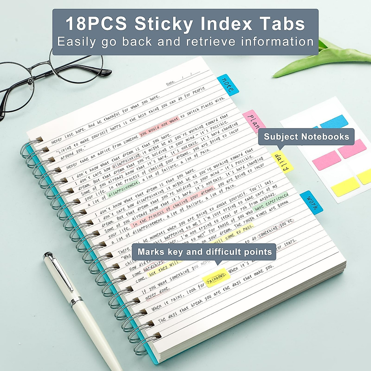 AHGXG Spiral Notebook College Ruled - Large Spiral Journal A4 Notebook 8.5" x 11", 300 Pages Writing Journal for Work, 100GSM Thick Paper, Plastic Hardcover, for Women Men Office School, Lake Blue