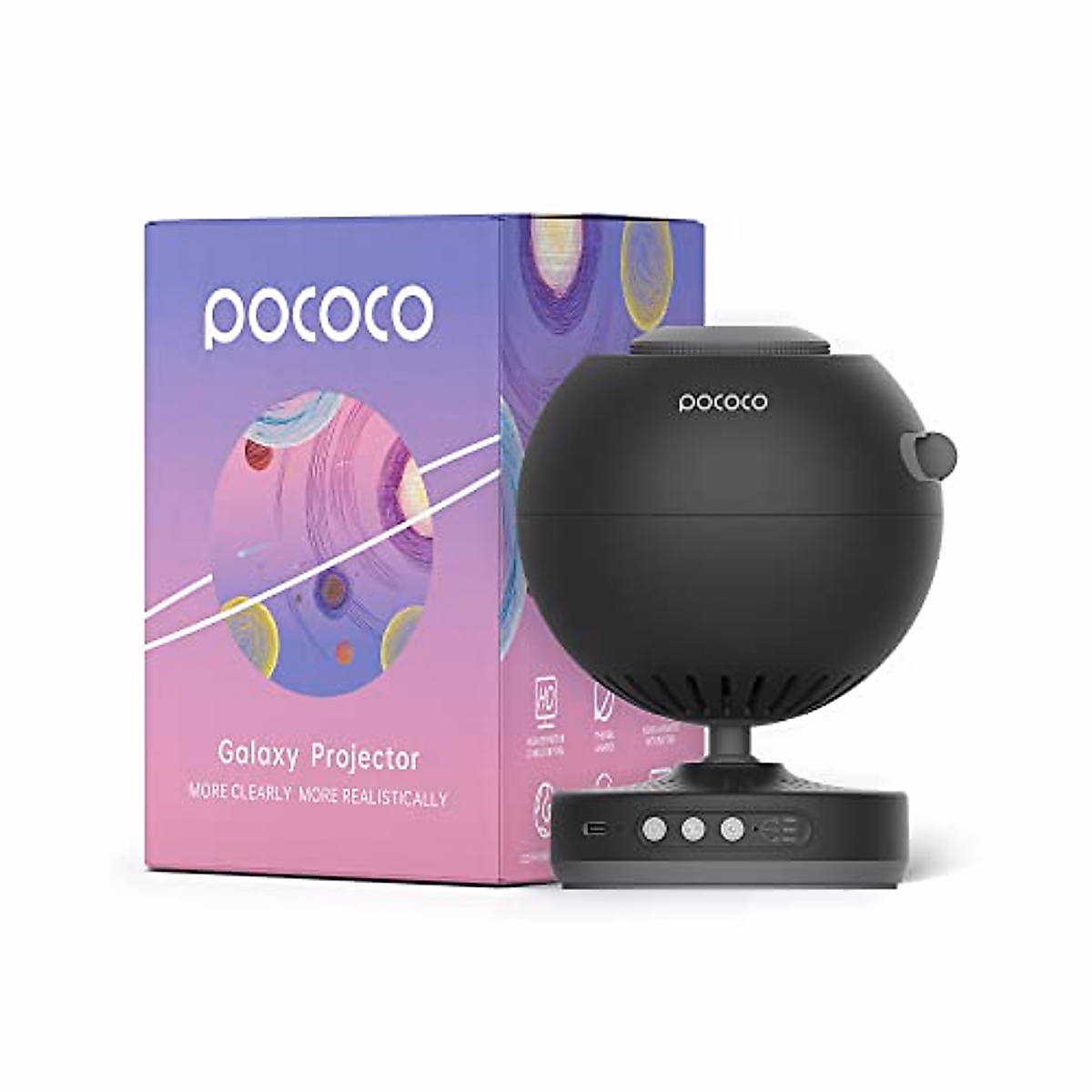 POCOCO Galaxy Projector, Gaming Desk Accessories for PC Setup, Real Planetarium Star Projector with Rechargeable Battery, Birthday Gift Ideas for Men Women Kids, Night Lights for Stress Relief (Black)