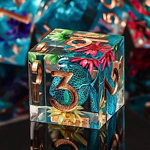 KERWELLSI DND Sharp Edge Dice Set, 7 Piece Resin Dice Set, Polyhedral Dice Set for Dungeons and Dragons Dice, Flower D&D Dice Set, RPG Role Playing D and D Dice D20 D12 D10 D8 D6 D4 with Box