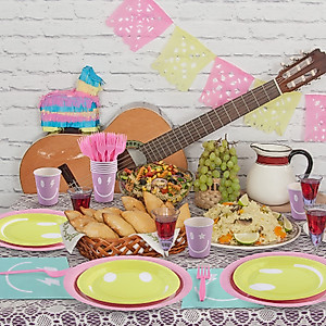 durony 144 Pieces Preppy Smile Face Party Tableware Set Party Decorations Include Smile Face Paper Plates Napkins Cups and Forks for Preppy Birthday Party Baby Shower Decor, Serve 24 Guest