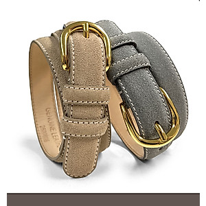 Cowboy Craft Women's Leather Belt Fashion Waist Genuine Suede Leather Belts For Jeans Dress 1"(25mm) Wide (Taupe, 32)