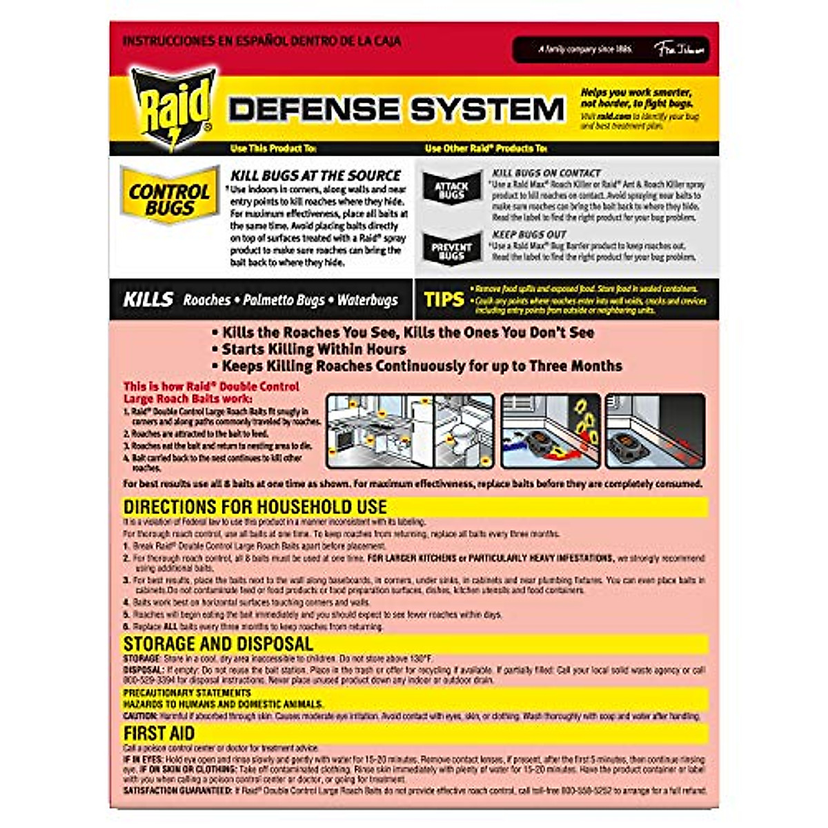 Raid Double Control Large Roach Bait, 8 CT (Pack of 3)