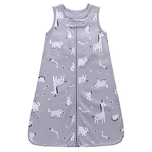 LAT LEE AND TOWN Baby Wearable Blanket 0-12 Months, 2 Pack Baby Sleep Sacks TOG 0.5 Toddler Sleeping Sack Lightweight 100% Cotton Baby Sleeping Bag 0-6 Months (Giraffe & Grey Stars)
