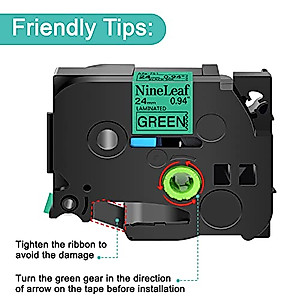 NineLeaf 6 Pack Compatible for Brother P-Touch TZe-751 TZ-751 TZe751 TZ751 Black on Green Label Tape 24mm 0.94 1'' Laminated TZe TZ Tape for Ptouch PT-530 PT-540 PT-550 PT-580C PT-7500 Label Maker