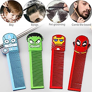 2Pcs Hulk & Iron Man Comb Stainless Steel Metal Comb Dense Tooth Comb Compact Size Comb