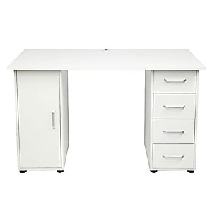 XBWEI Door Four Drawer Computer Desk White