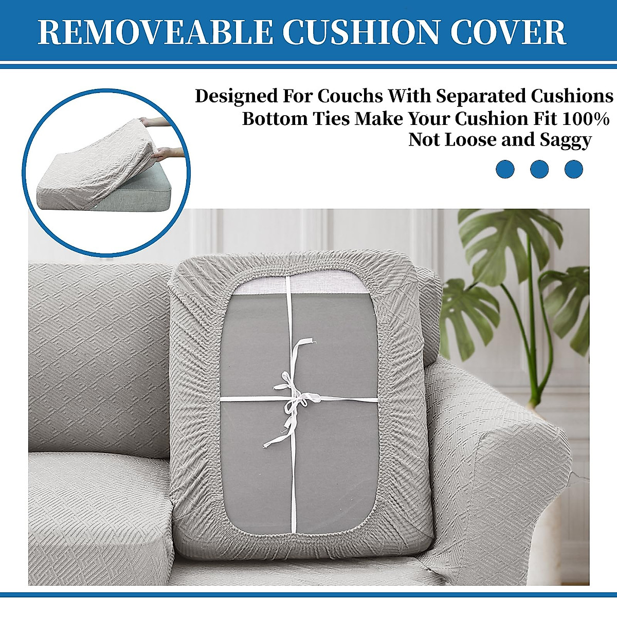XINEAGE 2025 New 3 Pieces Couch Covers for 2 Cushion Sofa Super Stretch Loveseat Slipcover Pet Dog Universal Slip Cover Anti Slip Love Seat Furniture Protector (Silver Grey, 55"-69")
