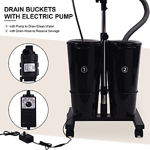 SyyBhb Portable Shampoo Bowl with Electric Pump, Portable Hair Washing Sink with Wheels, 2 Tanks for Water Storage and Drainage, Sprayer and Drain Hose, Adjustable Height & Angle