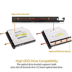 ICY DOCK 2 Bay 2.5 SAS/SATA SSD/HDD & (Ultra) Slim Optical Disk Drive CD DVD ROM Backplane Enclosure for 5.25" Bay | ToughArmor MB602SPO-B