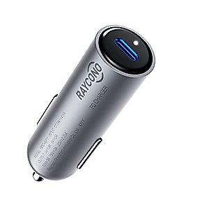 USB C Car Charger, Raycono 45W only 1 Port Car Charger with Power Delivery 3.0 Matte Grey for MacBook Air/Pro iPad iPhone 13/13Mini/13Pro/13Pro Max/12/11/SE 2020/8 Series, Pixel, Switch,etc