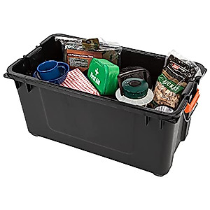 IRIS USA, Inc. 70 Quart Stack & Pull Clear Nesting Black Latching Storage Container
