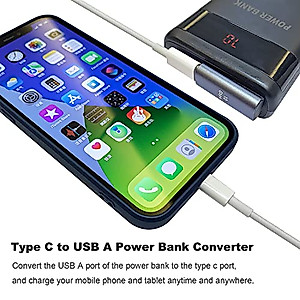 AreMe 90 Degree USB C Female to USB Male Adapter 2 Pack, Left Angle Type C to USB A Charger Converter for iPhone, Apple iWatch Watch, Airpods, iPad Air Mini and More