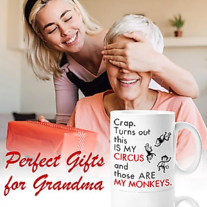 Crap Turns Out This Is My Circus Mug These Are My Monkeys Funny Mom Mugs - Best Birthday Gifts for Mom, Mother, Boss – Funny Christmas Gifts For Mom from Daughter Son – Funny Coffee Mug For Mom 11oz