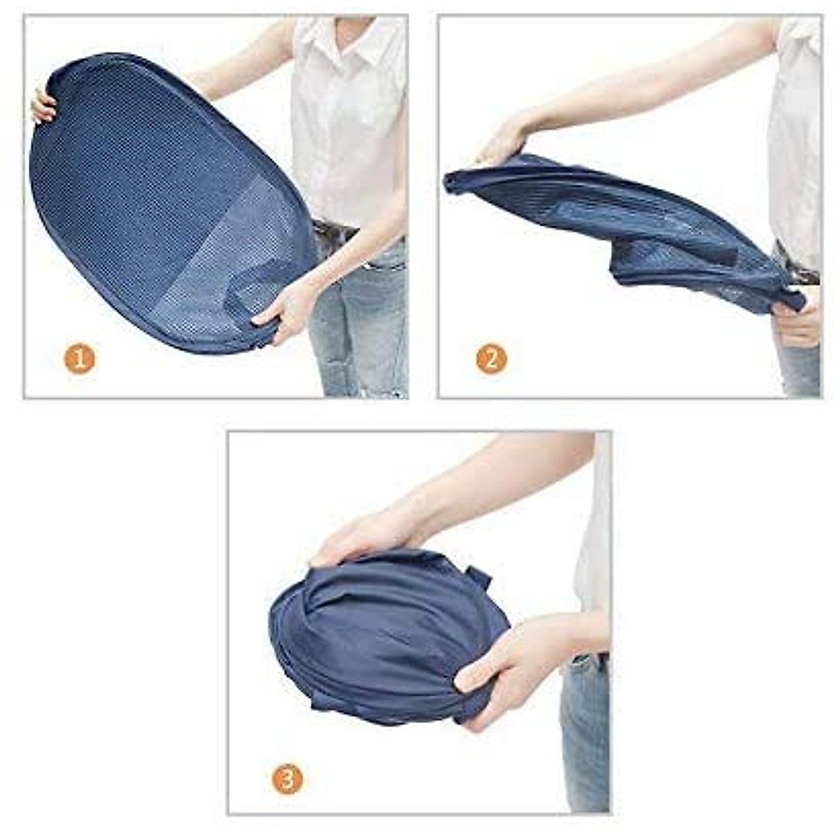 Laundry Hamper for Clothes - Mesh Pop Up Laundry Basket Bag, Portable Collapsible Folding Hampers with Carry Handles, fit College Dorm, Bedroom, Travel, Kids Room (Black)