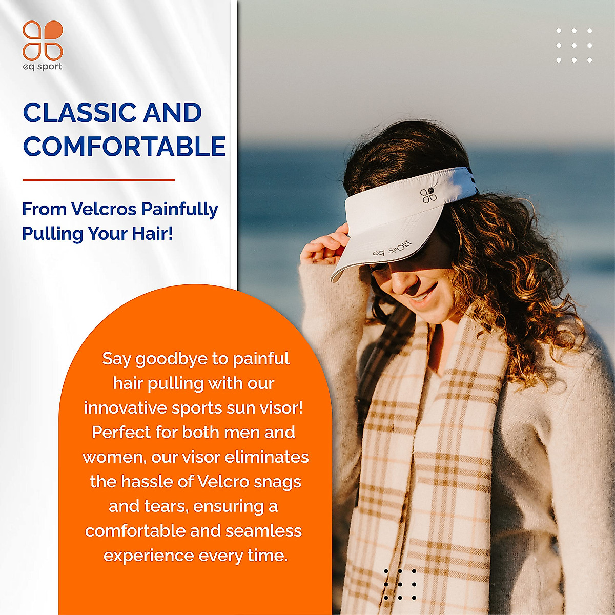 EQ SPORT Sun Visors for Women and Men - Stretchy Elastic Band Golf and Tennis Visors for Women - Blue Sport Visor Hats