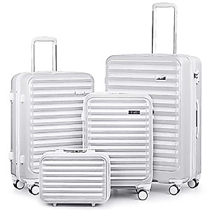 Coolife Luggage Suitcase 4 Piece Set expandable (only 28”) ABS+PC Spinner suitcase with TSA Lock carry on 20in 24in 28in