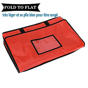 Insulated Pizza Carrier Bag for Food delivery -Foldable Heavy Duty Food Warmer Grocery Bag for Camping Catering Restaurants with Mesh Pockets